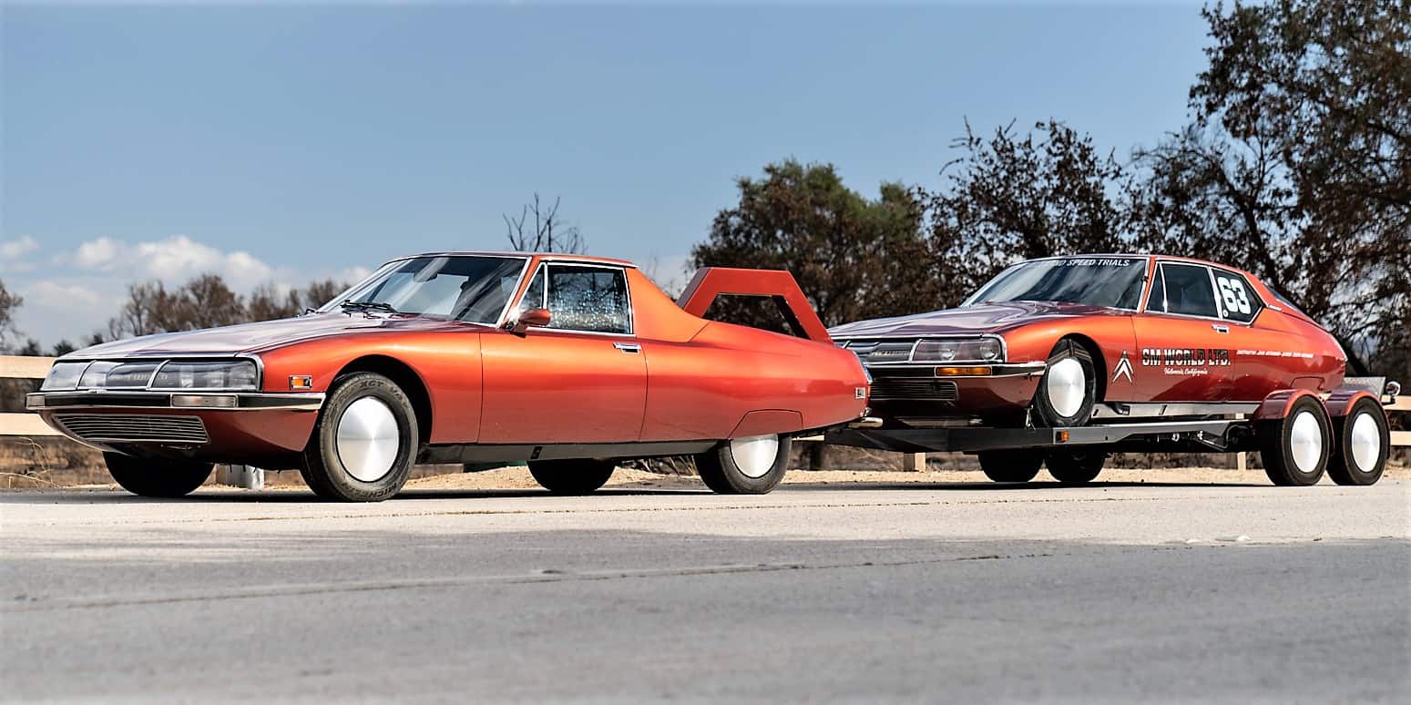 Unique Citroën SM speed-record car, pickup and trailer in Gooding auction